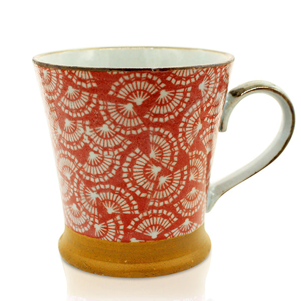 Japanese Fan Red Tea Mug 250ml | Japanese Stoneware Mugs – Tea Lovers