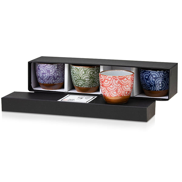 Japanese Fan Stoneware Tea Cup Gift Set with Gift Box - 4 Colours – Tea ...