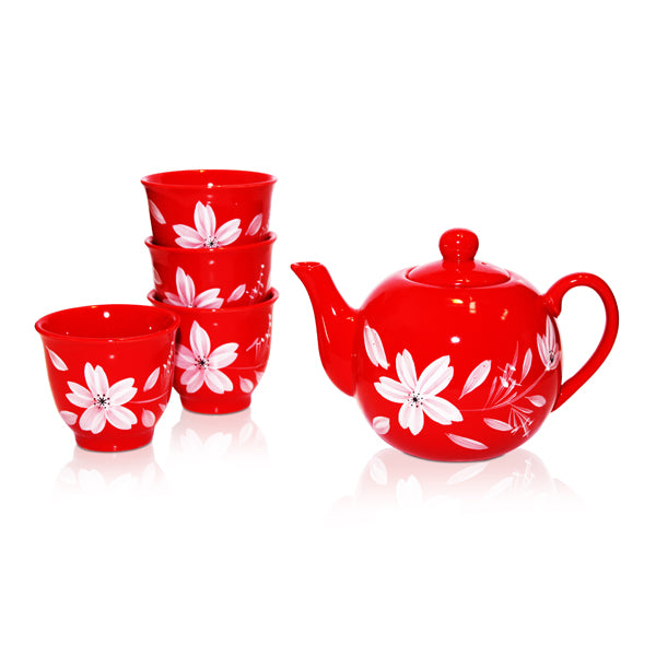 Red White Flower Tea Set 600ml | Gift Tea Sets – Tea Lovers